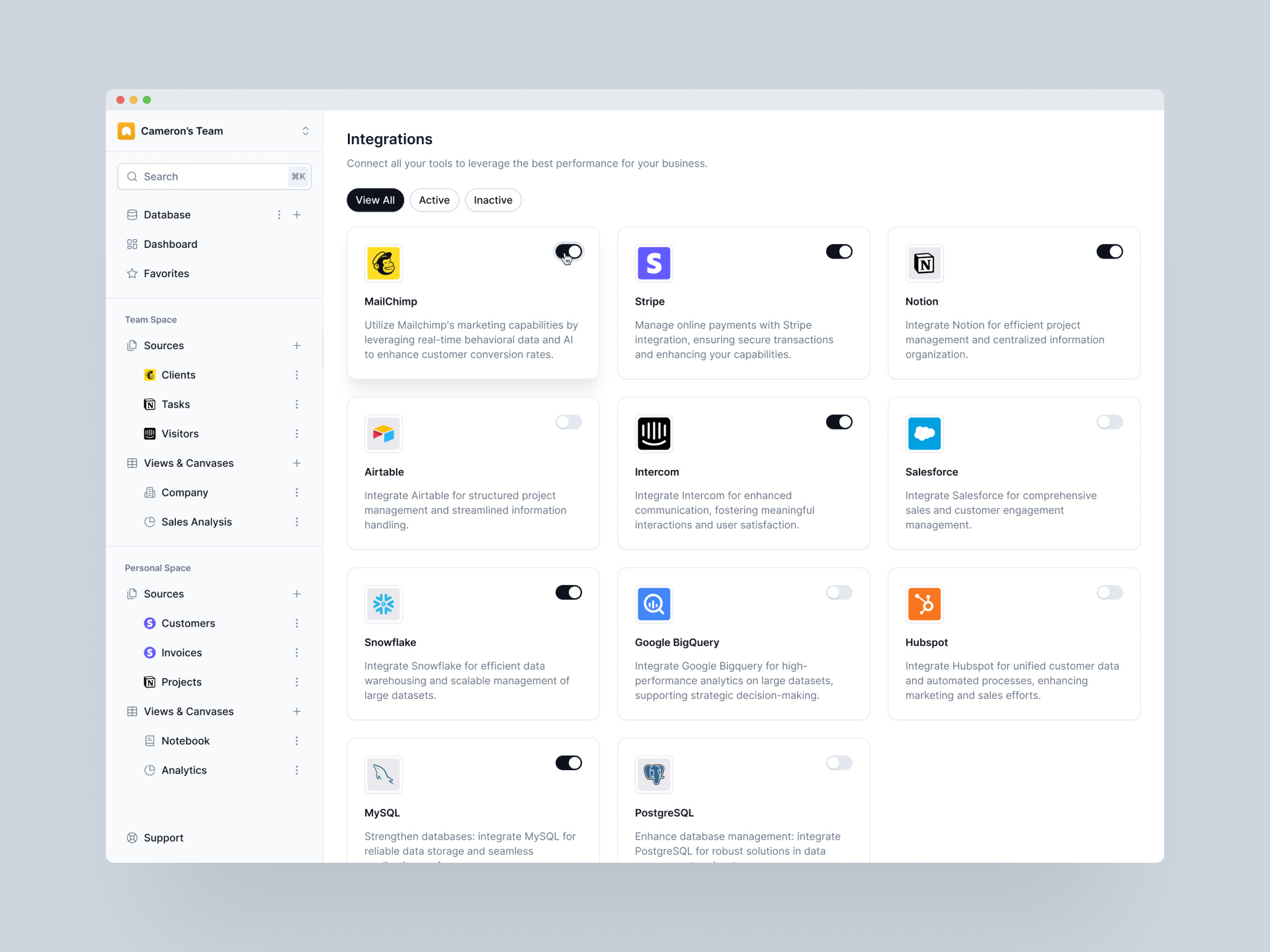 Integrations Page — Mingle by Gintaras Elmonas for Krafit on Dribbble