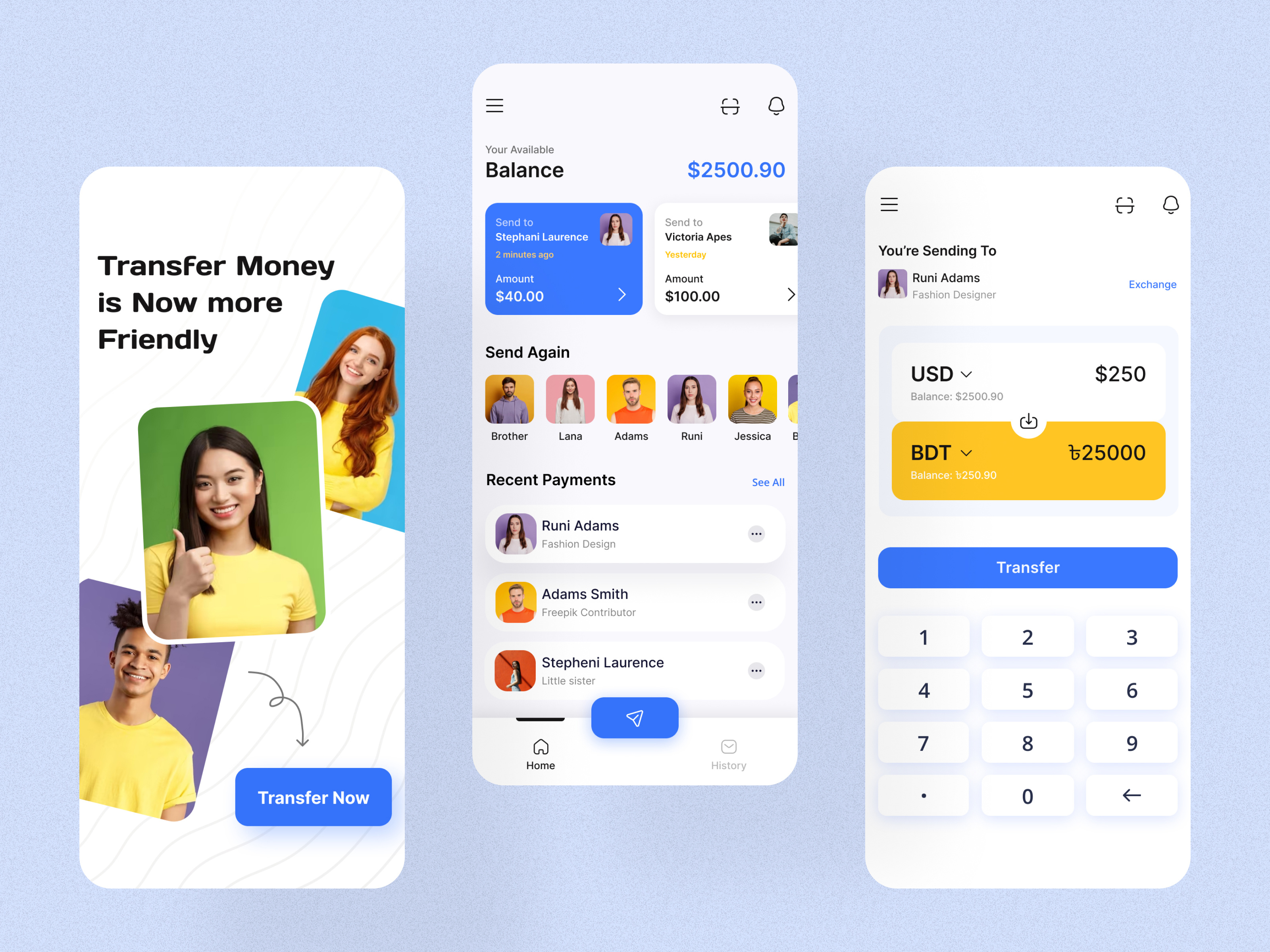 Money Transfer App Design by Jisan Hossan on Dribbble