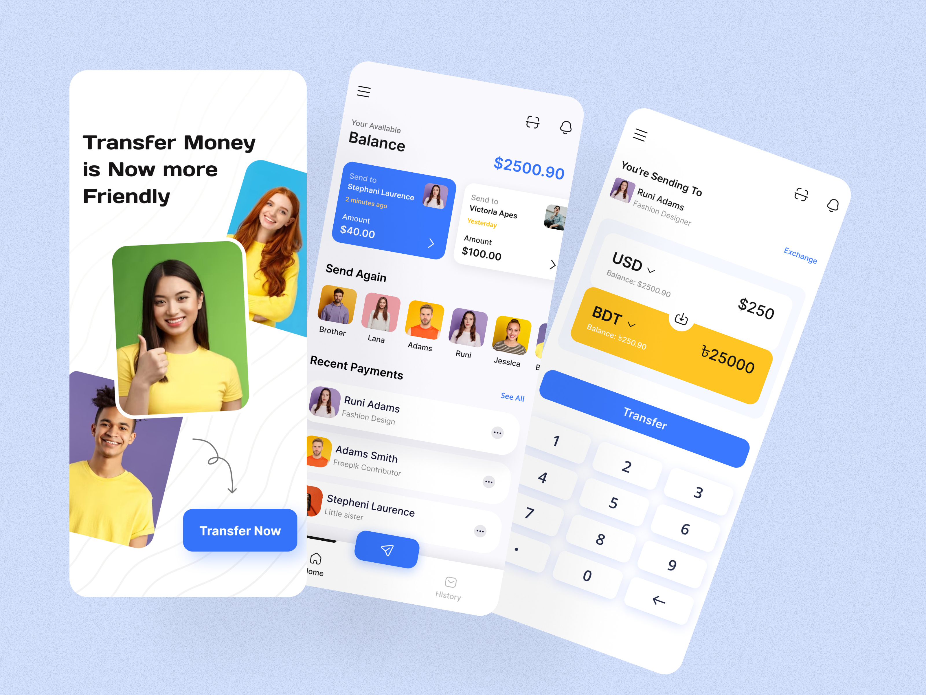 Money Transfer App Design by Jisan Hossan on Dribbble