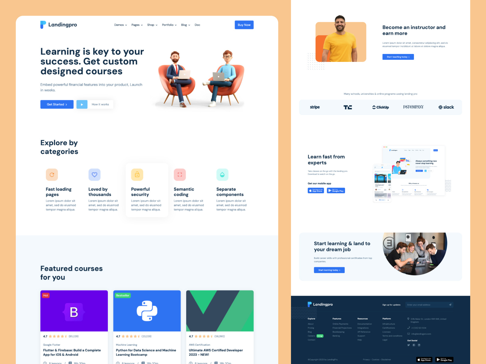 Courses Landing Page Design by AdminMart on Dribbble