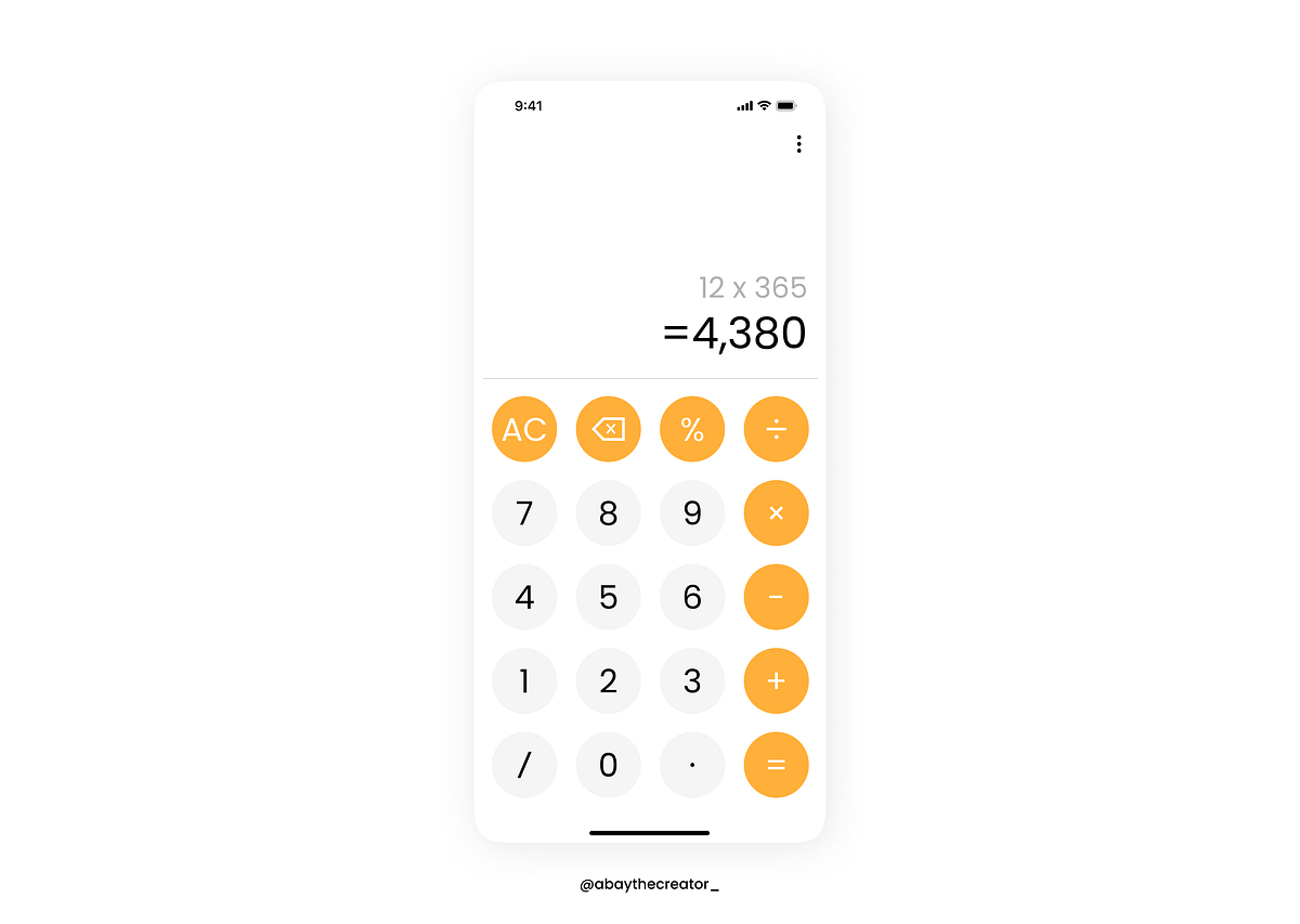 Calculator app interface by Bless Atteh Adzimah on Dribbble