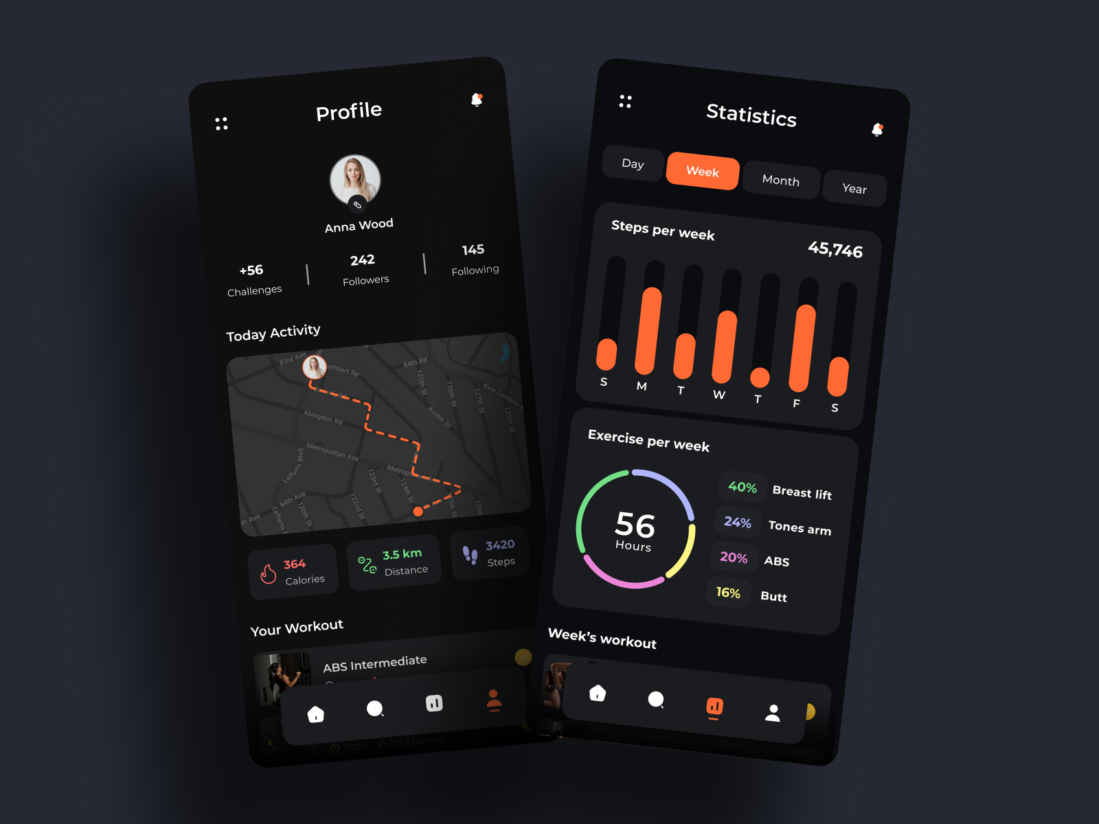 Fitness App by Zeinab Ameri for Fluxio Design on Dribbble