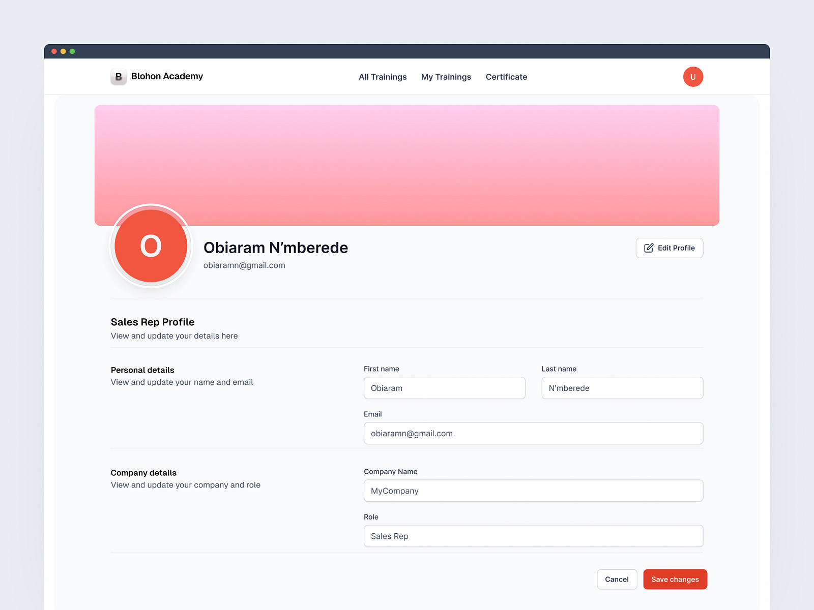 Simple Profile page for a training app by Chike Ezeiru on Dribbble
