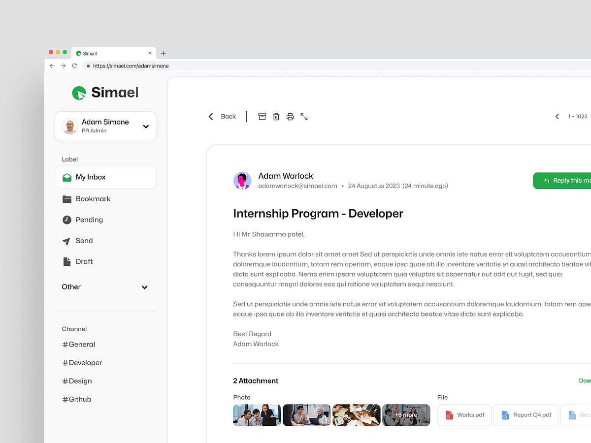 Simael Email Platform - Inbox Section by Pixelz on Dribbble