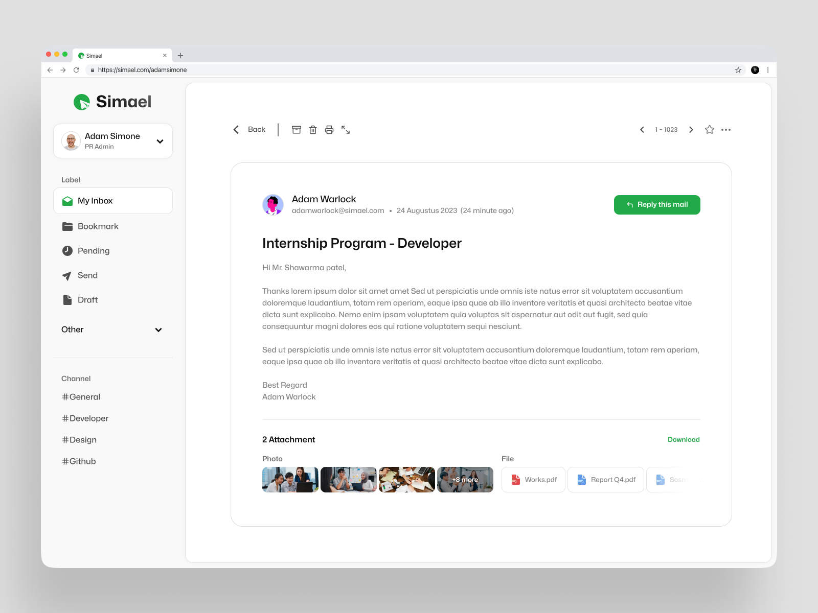 Simael Email Platform - Inbox Section by Pixelz on Dribbble