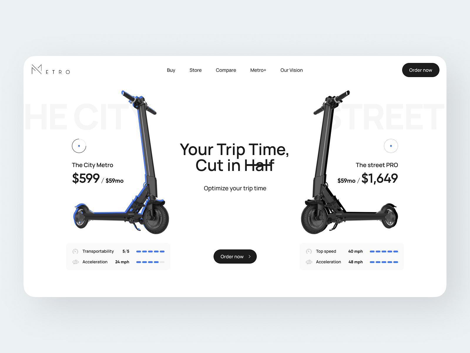 Clean Ui for Electric Scooter Landing Page by vino_costa for Roobinium ...