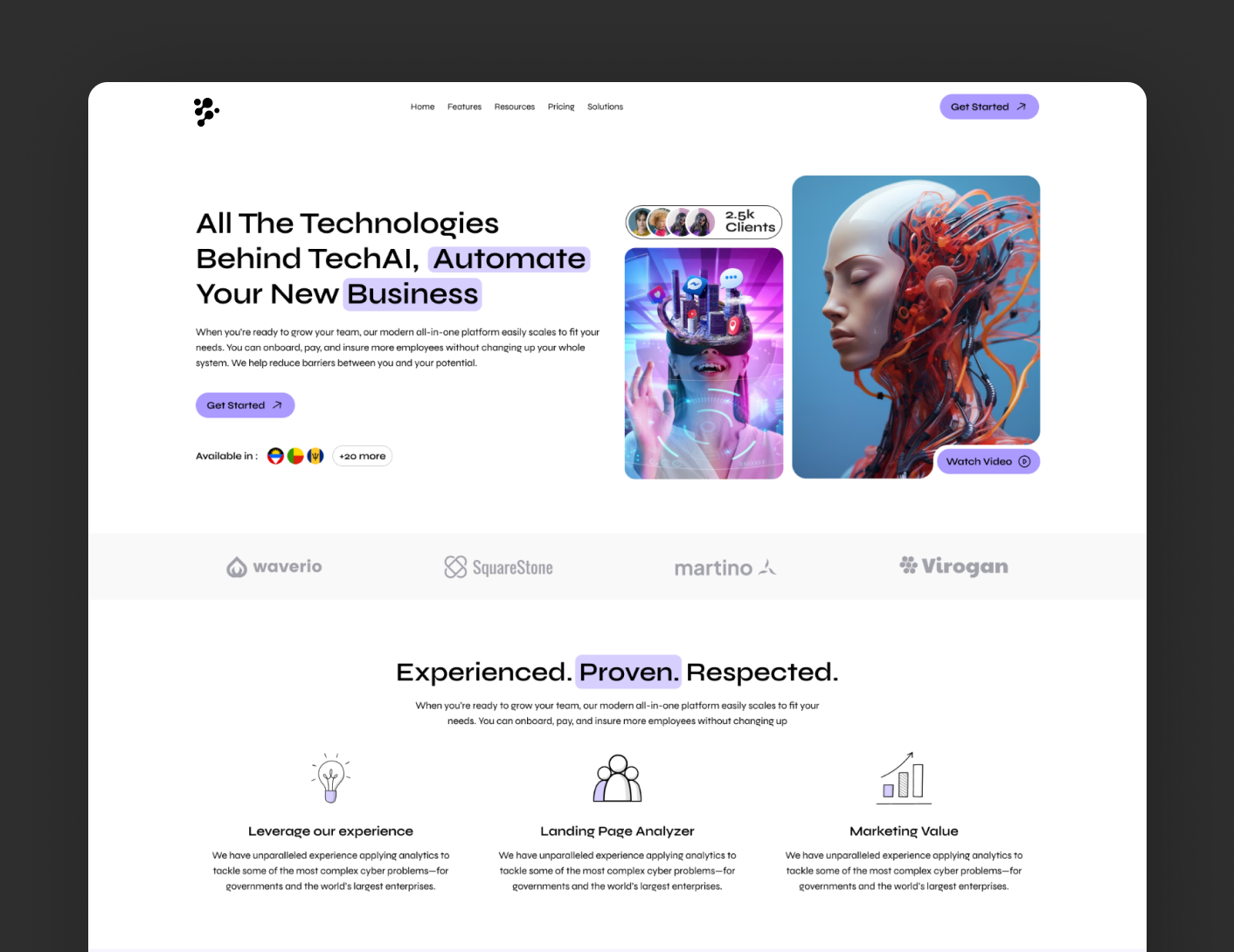 Tech AI Landing Page by Kanij Riya on Dribbble