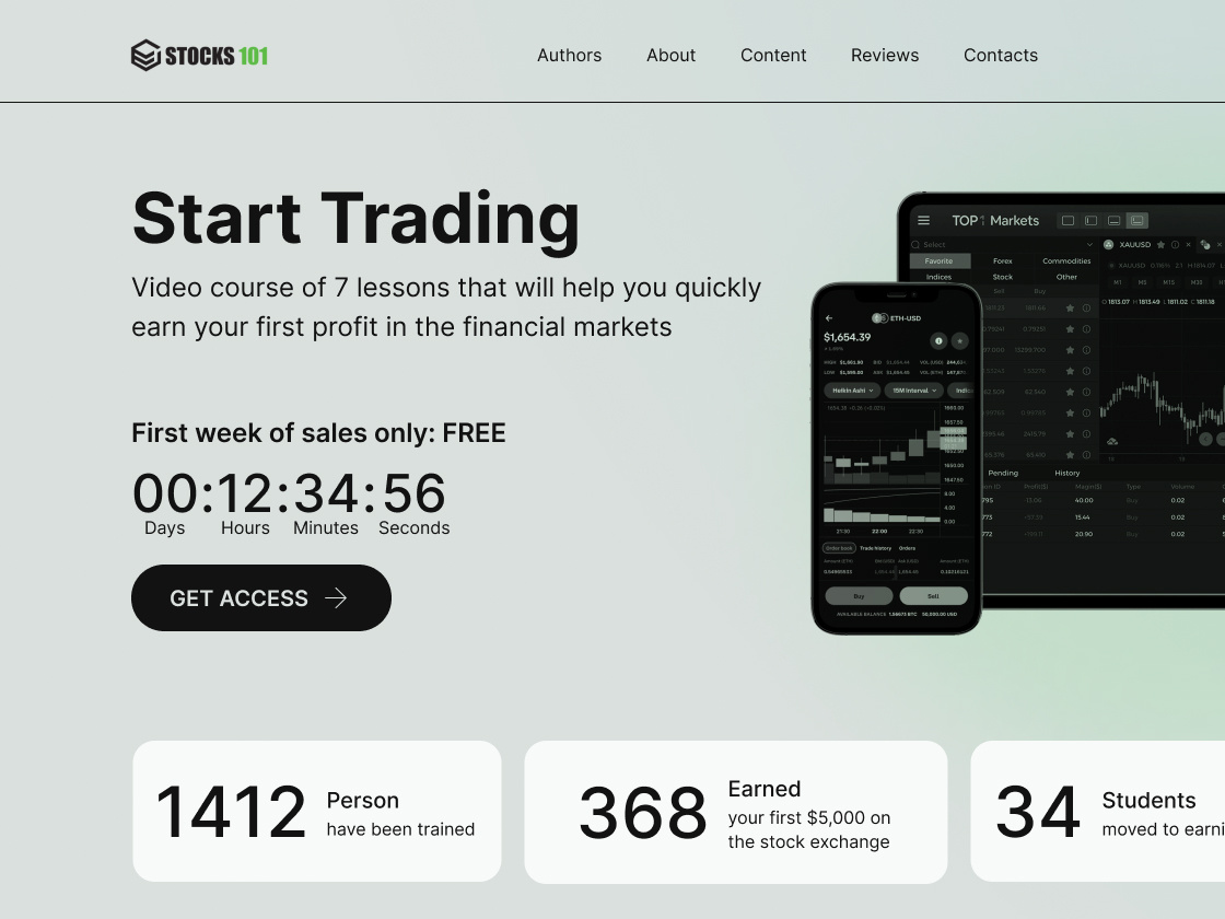 Trading Course Website by Vitalii Nykyforenko on Dribbble