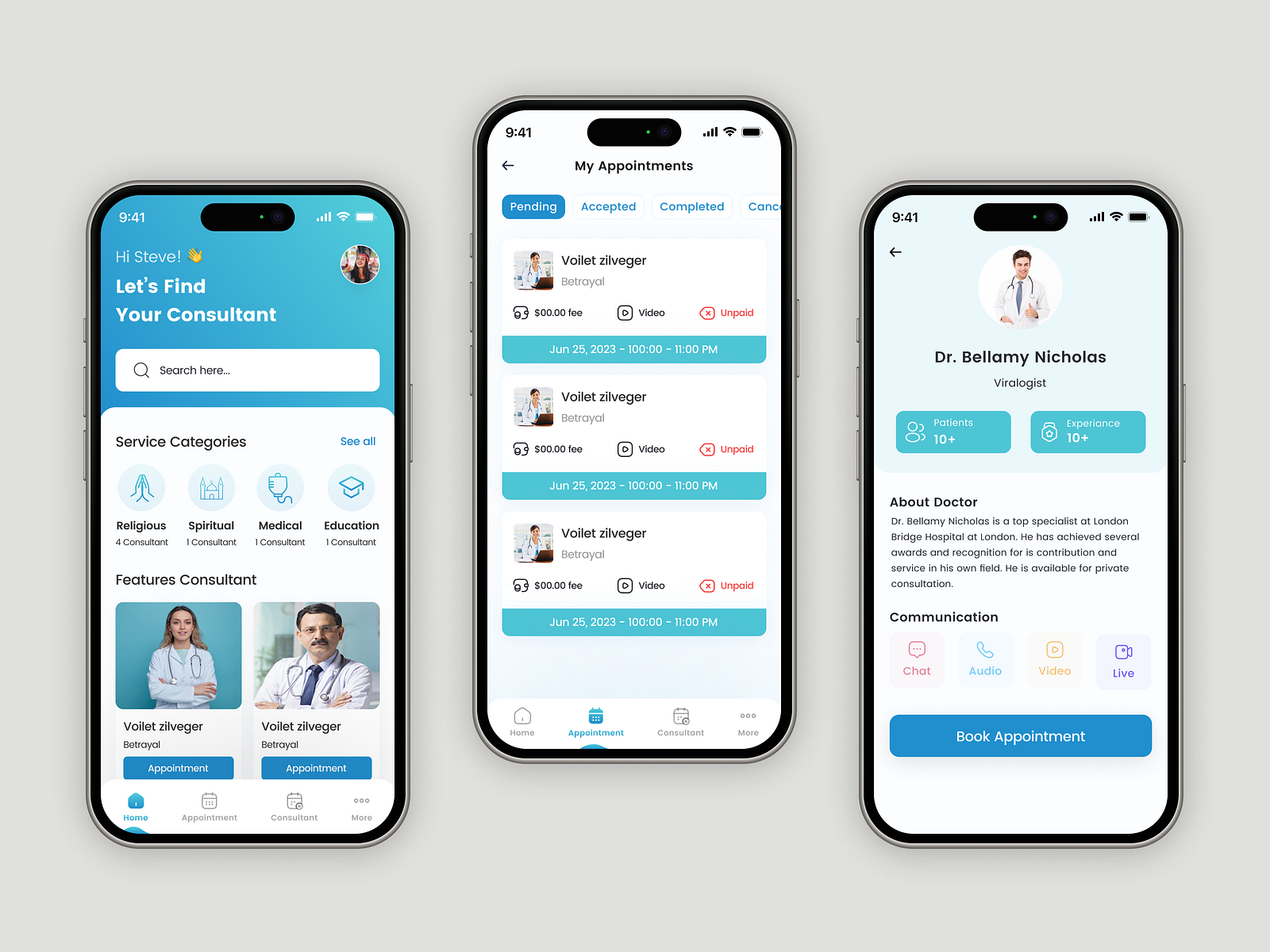 Doctor Appointment & Consultation Mobile App UI by Rizwan Ali on Dribbble
