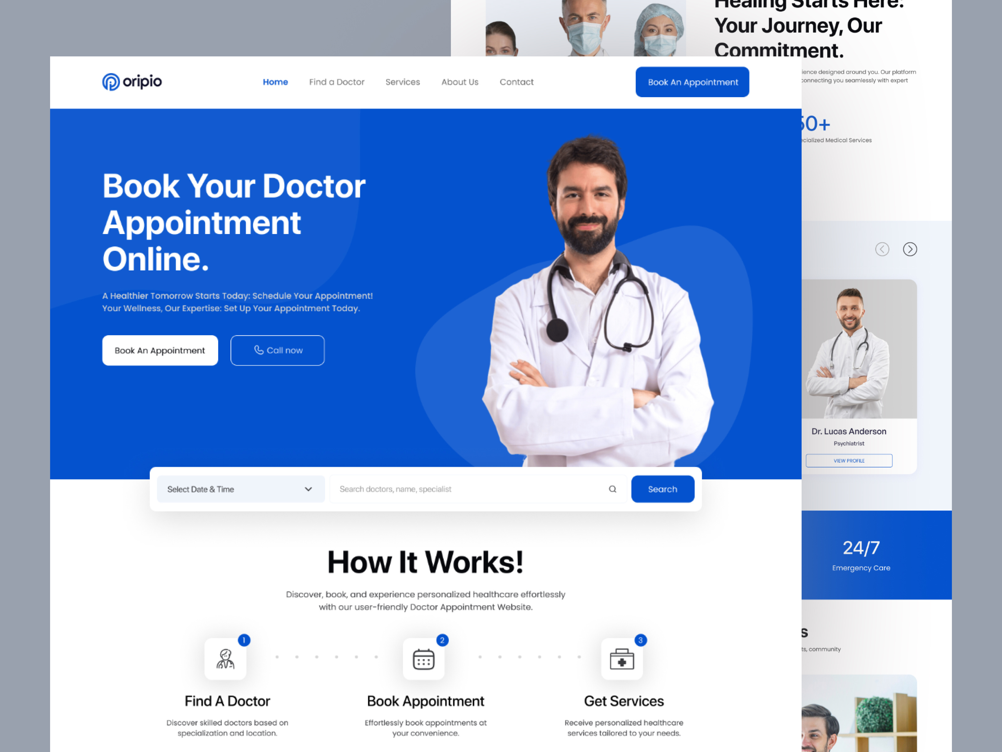 Doctor Appointment Website Design by Oripio on Dribbble