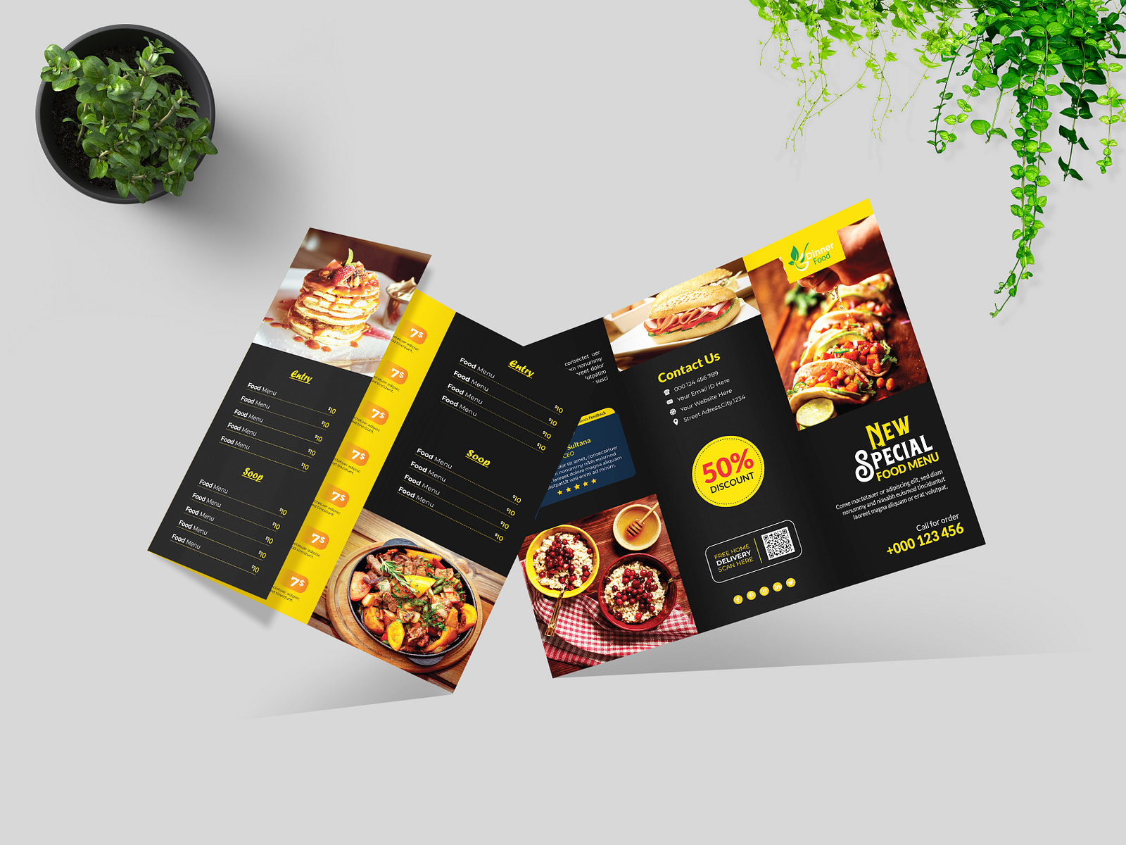 Restaurant Food Menu Tri-Fold Brochure Design by Mithun Chandra Roy on ...