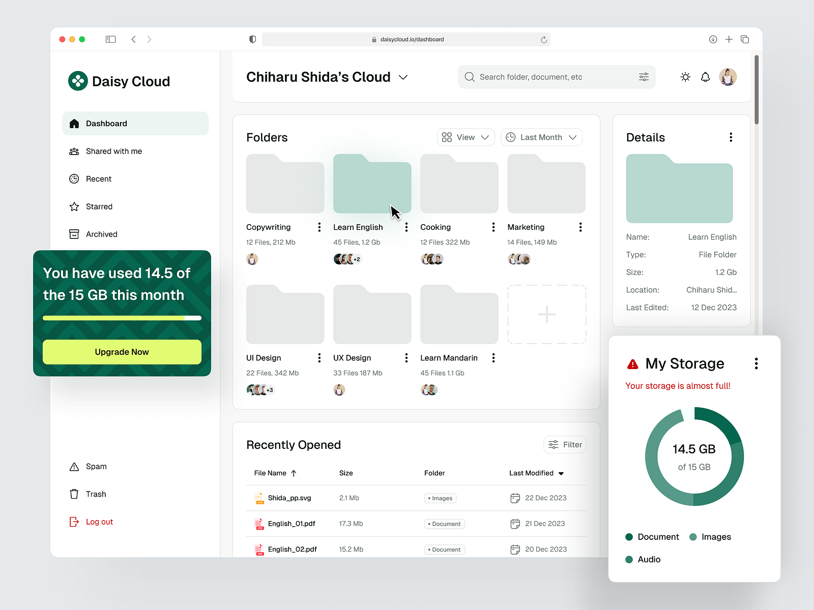 Daisy Cloud - Cloud Storage Dashboard by Elfan 🥑 for ItWorks Agency on ...