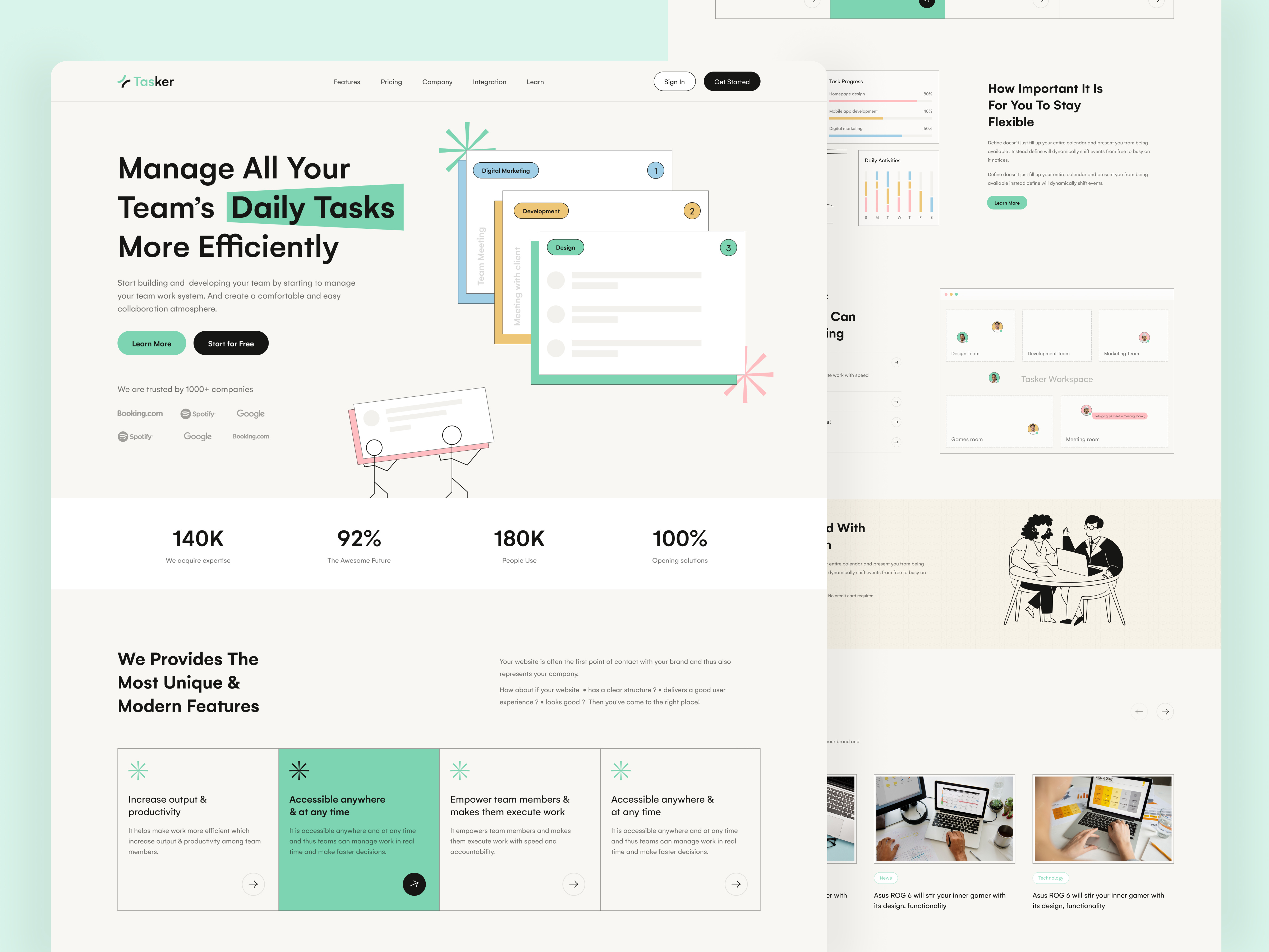 Tasker: Task Management Landing Page by MindInventory UI/UX for ...