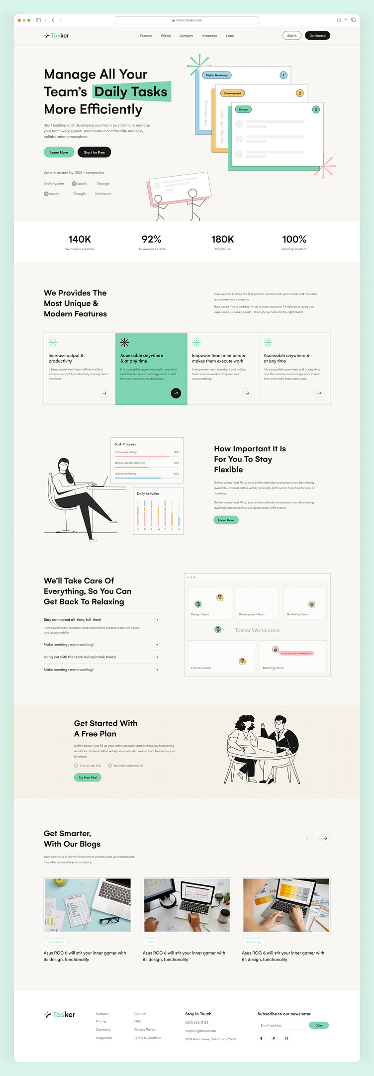 Tasker: Task Management Landing Page by MindInventory UI/UX for ...
