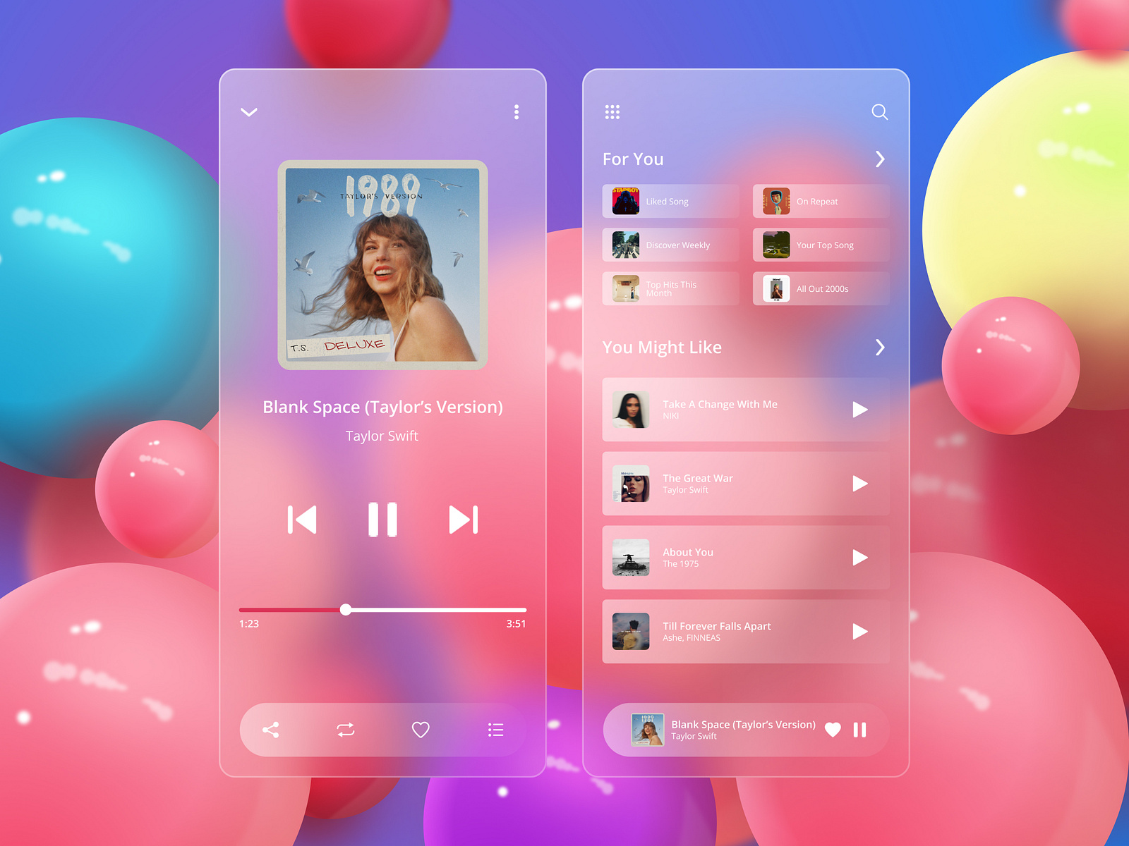 Glassmorphism Music Player UI Design by Just Diandra on Dribbble