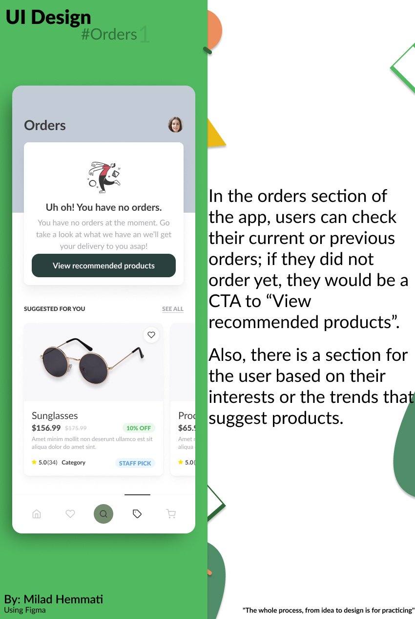 UI Design for IOS shopping app using Figma (Orders Section) by Milad Hemmati on Dribbble