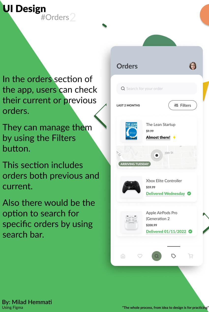 UI Design for IOS shopping app using Figma (Orders Section) by Milad ...