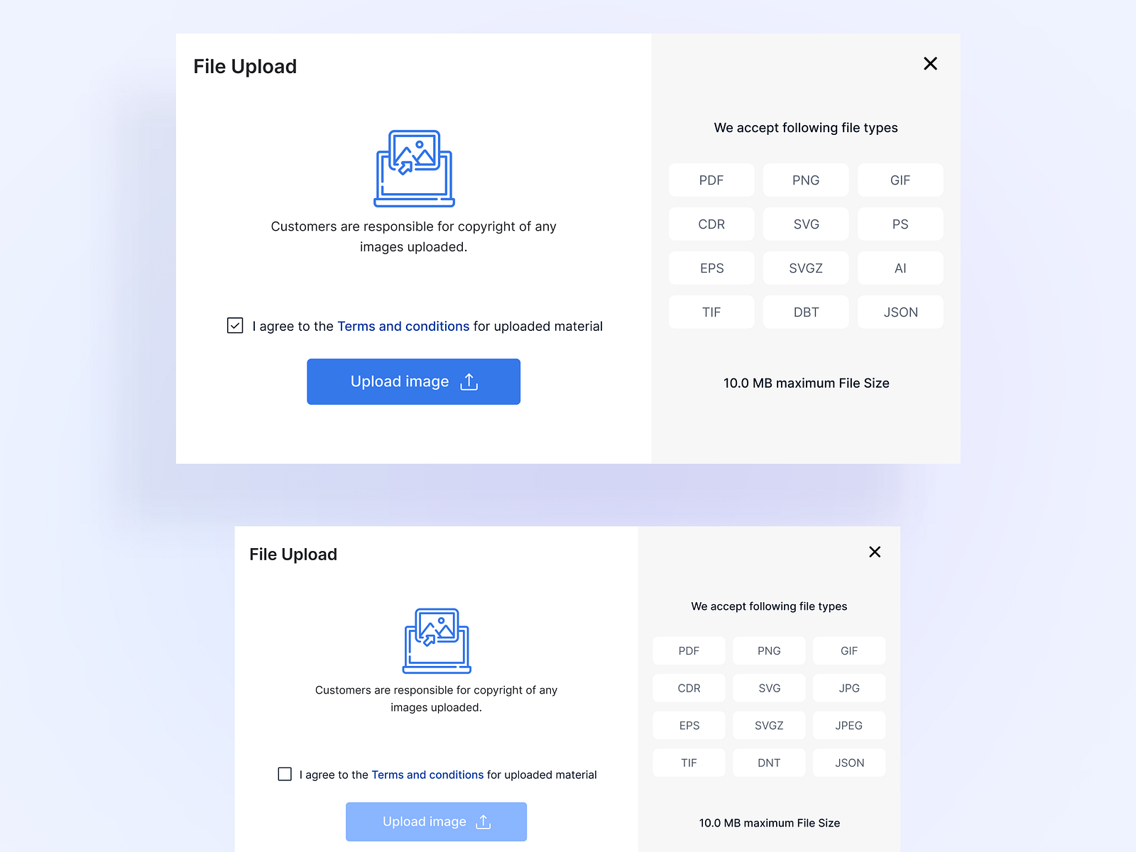 File Uploader Modals - Daily UI Design by Aisha Zeyn on Dribbble