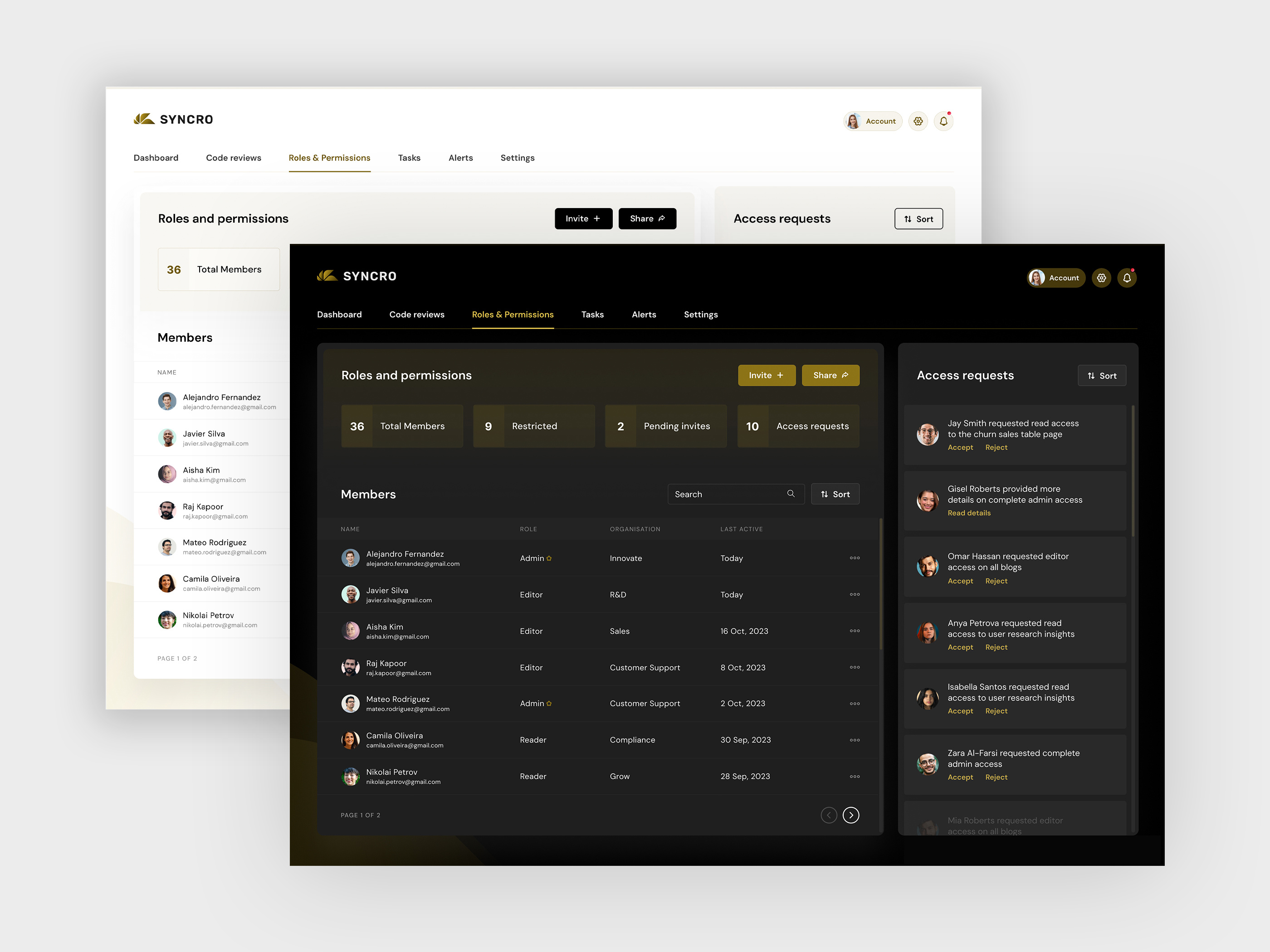 Roles and permissions dashboard by Divya on Dribbble