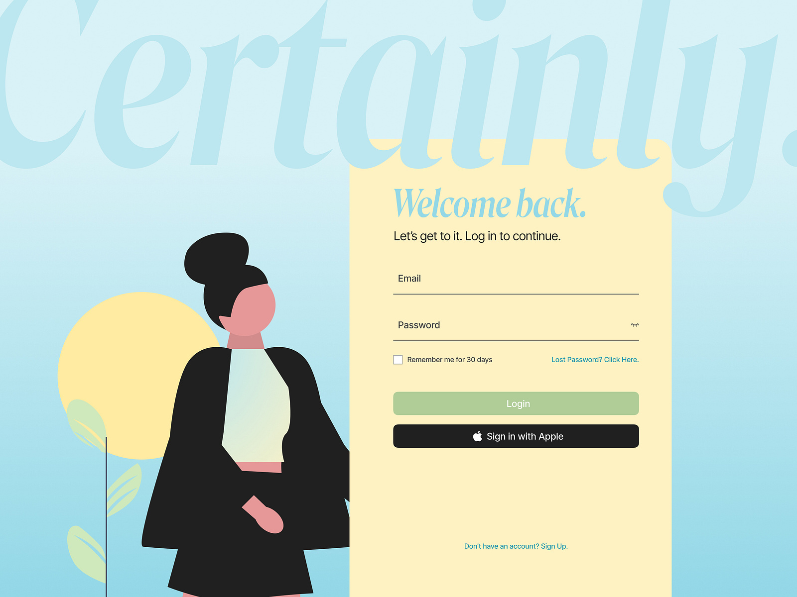 Certainly! Login Screen by Jordan Barhorst on Dribbble