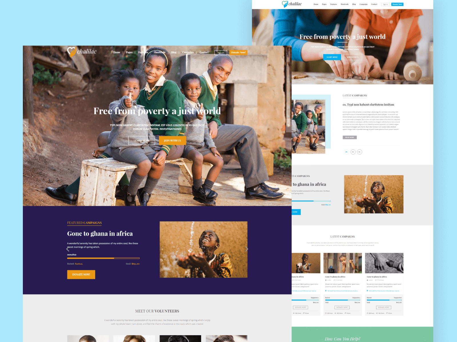 NGO Website Template Bootstrap HTML Version - Chalilac by DevItems on ...