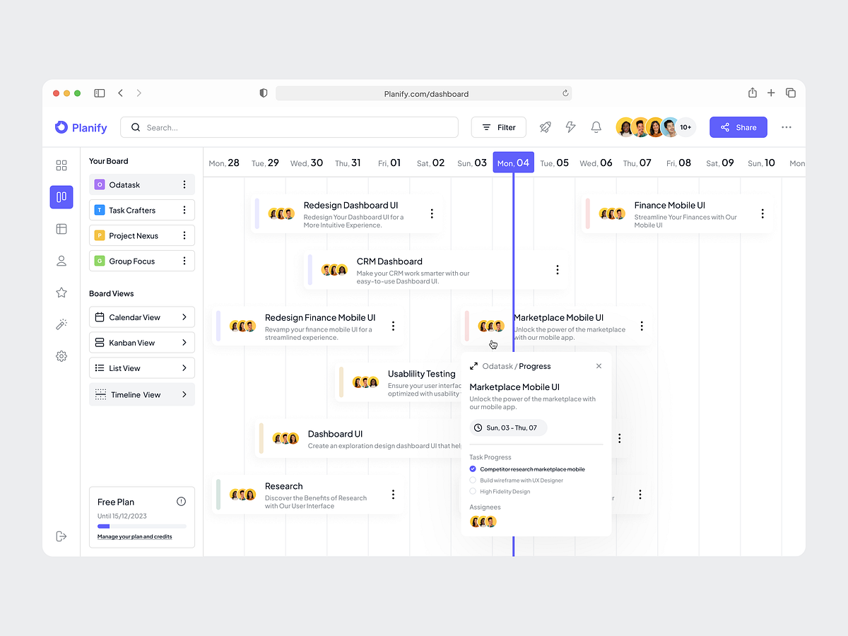 Planify - Timeline view - Detail Task by Product SAAS on Dribbble
