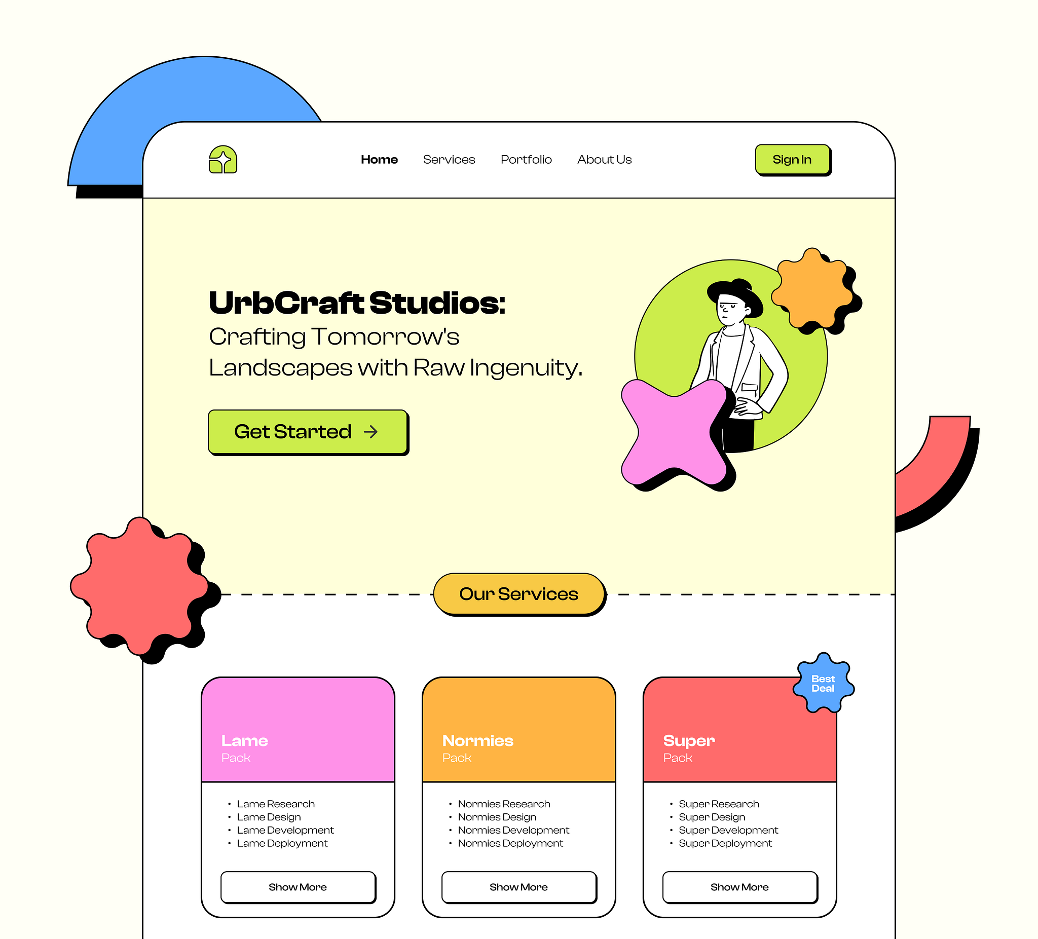 UrbCraft Studios - Landing Page (Neubrutalism Style) by Daniel Sasongko on Dribbble
