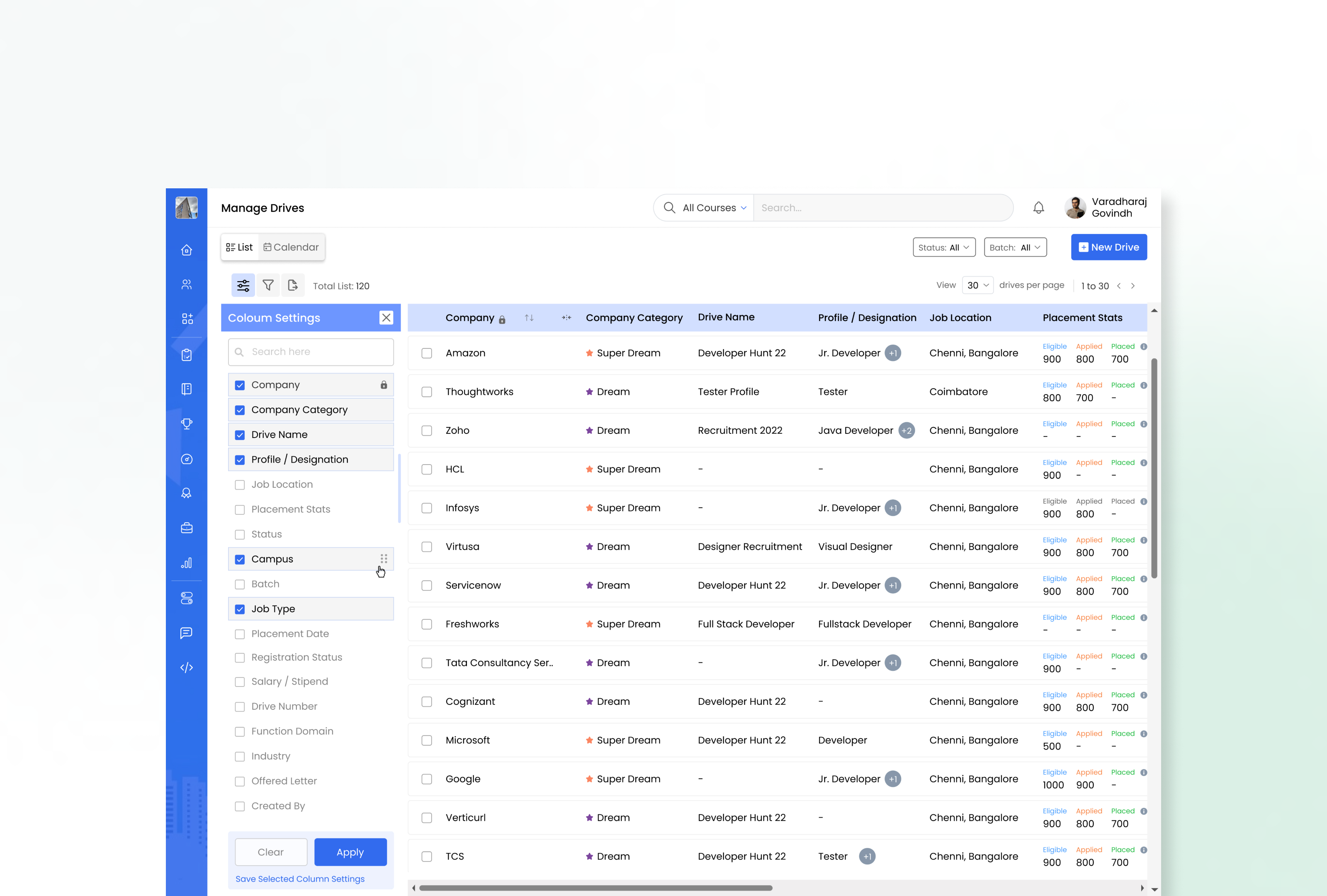 Data table list view application screen by Mukesh J on Dribbble