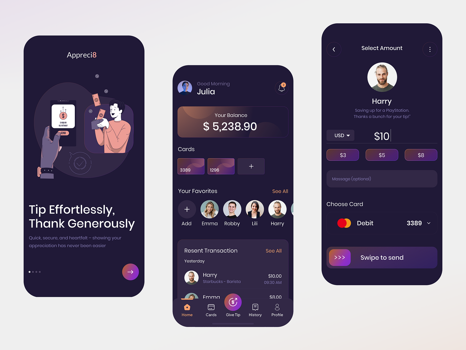 Tipping - mobile app concept by Yana Sukhetska on Dribbble