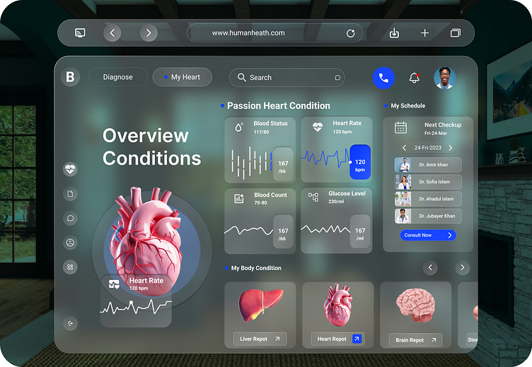Apple Vision Pro Spatial Healthcare Dashboard UI by Ahadul Islam Rokon ...