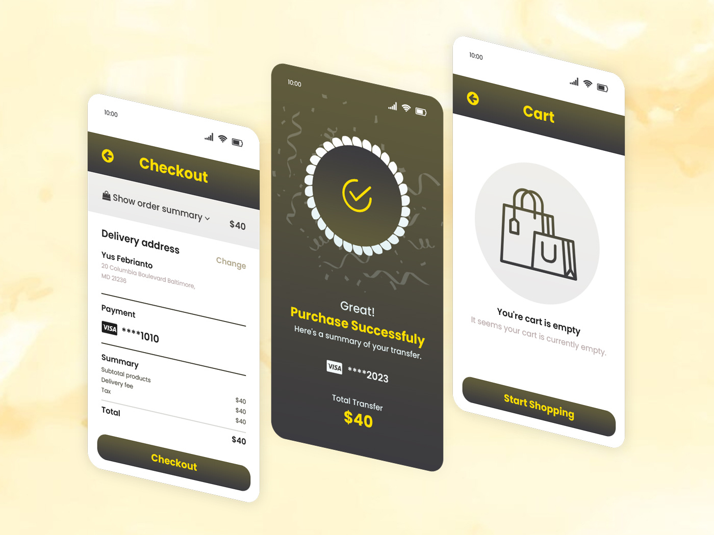 eCommerce App Checkout Screens Design by WebDesk Solution on Dribbble