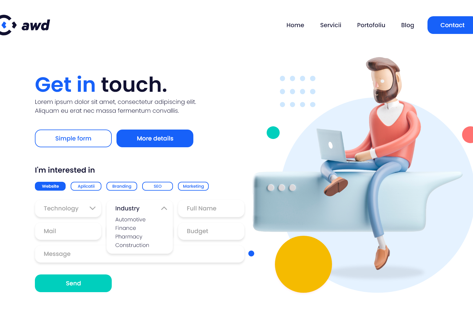 awd Website Contact Page by George Dică on Dribbble