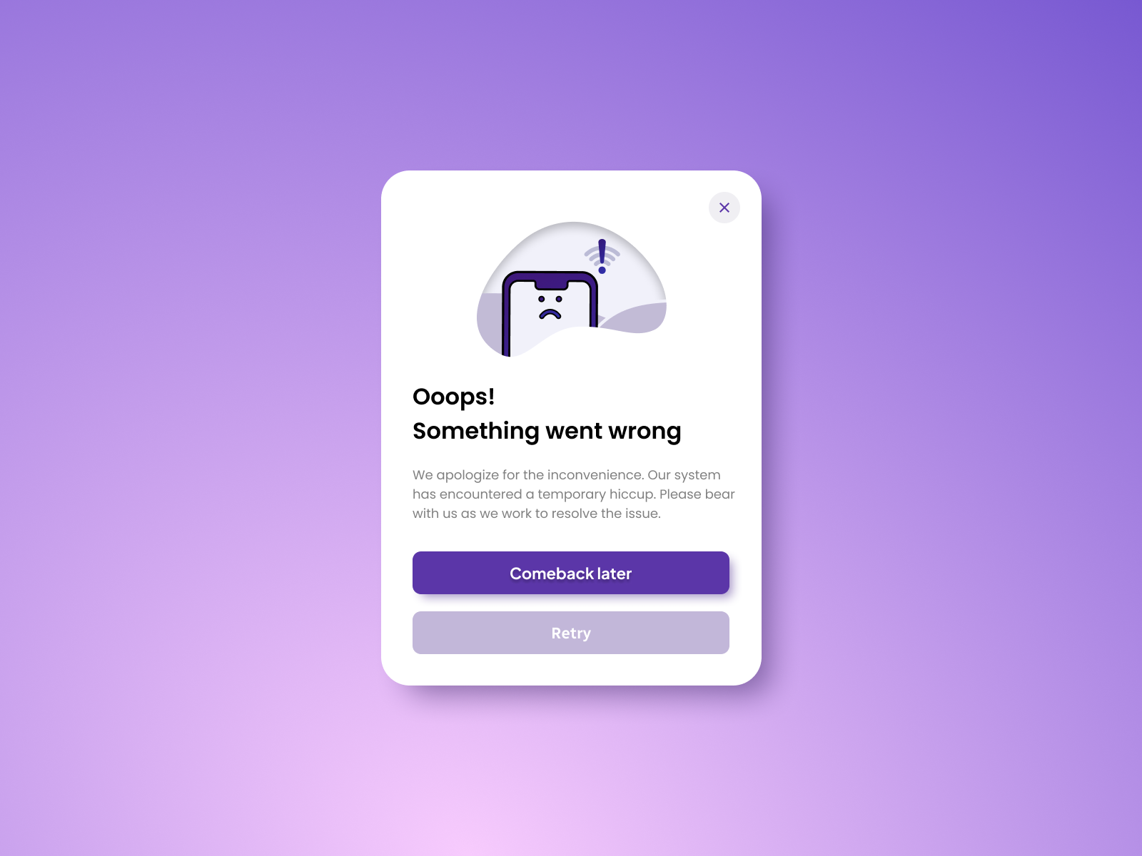 Error message UI by Lucia Park on Dribbble