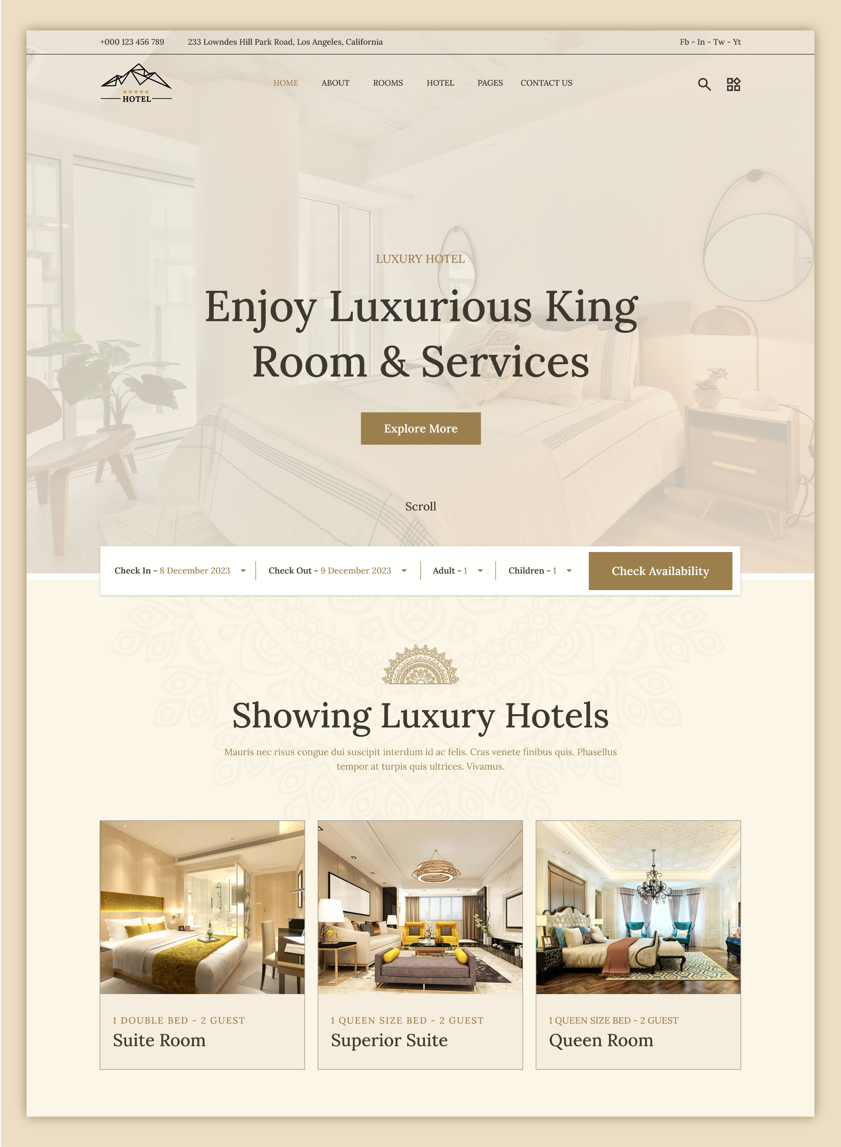 Hotel Website UI Design by Md Nasim Sarower on Dribbble