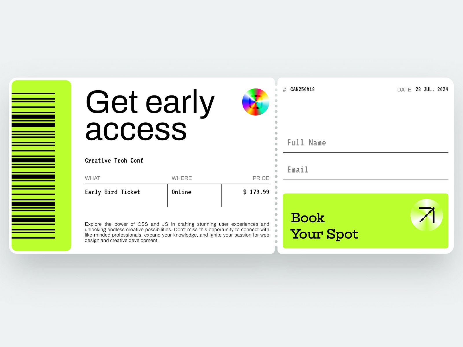 Digital Ticket / UI Element by Roman Vanivskyi on Dribbble