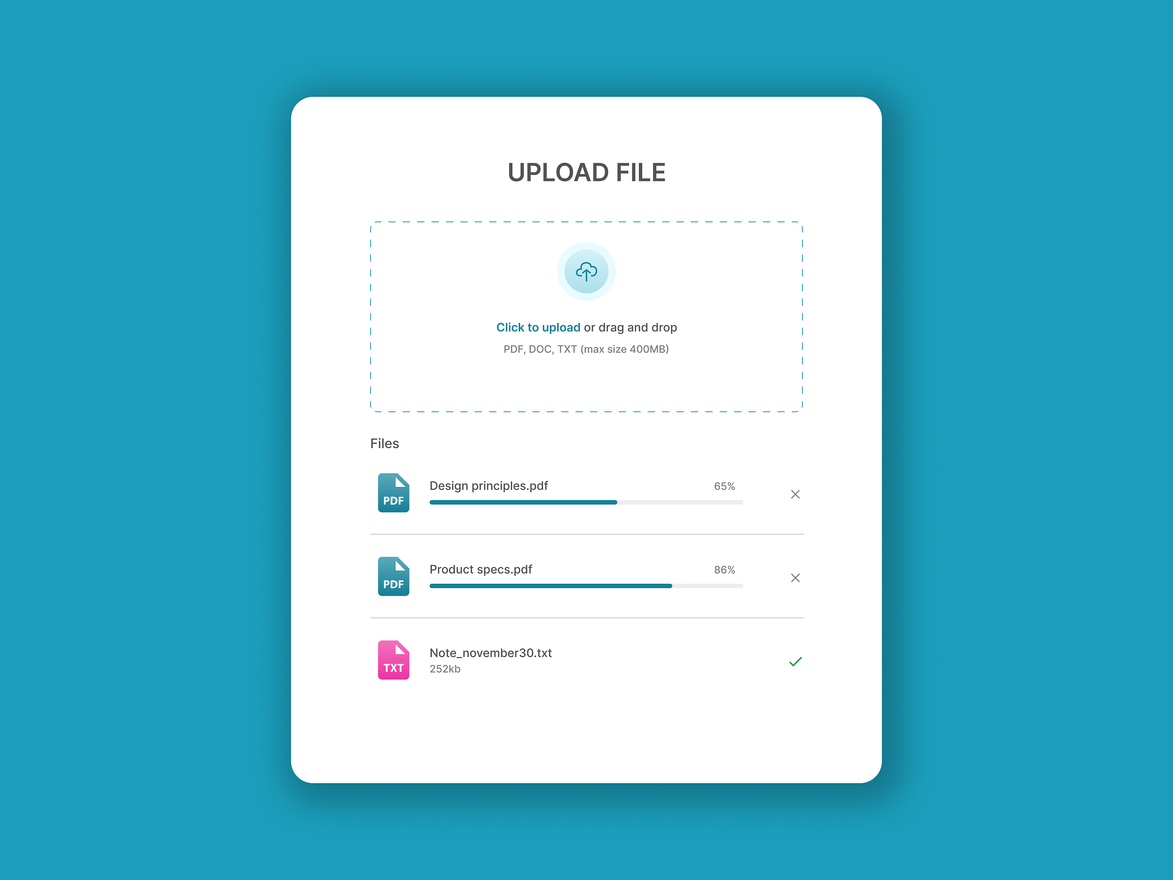 Upload File UI by Collins Aigbokhaode on Dribbble