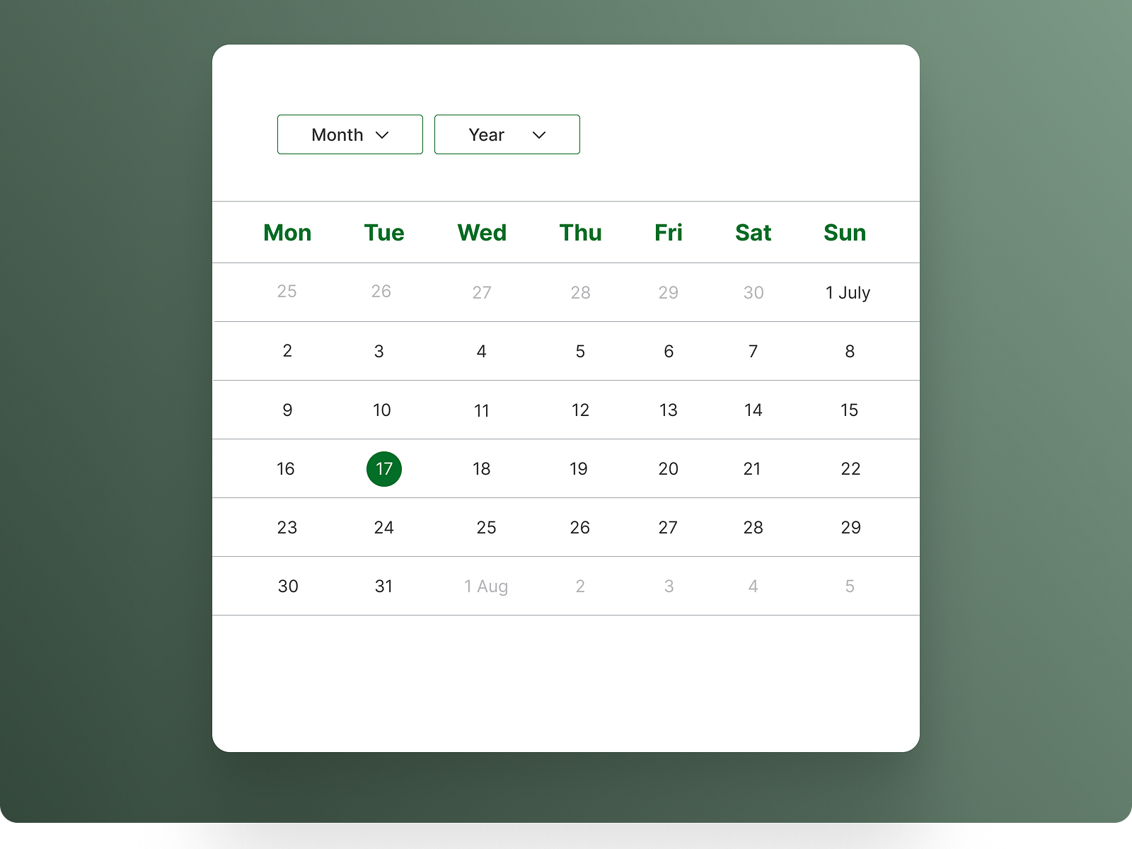 A simple calendar design displaying the current month & date by Afsaneh ...