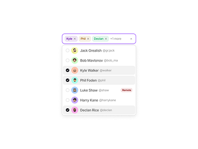 Multiple select dropdown by Bobur Mavlonov on Dribbble