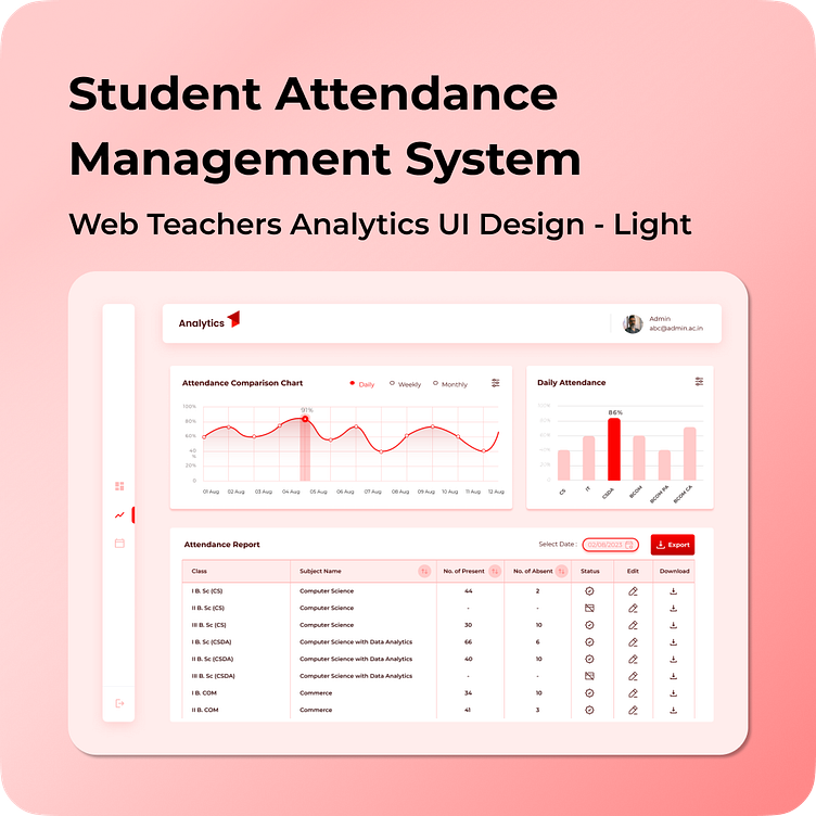 Student Attendance Management System Web UI - Light & Dark by Samuvel L ...