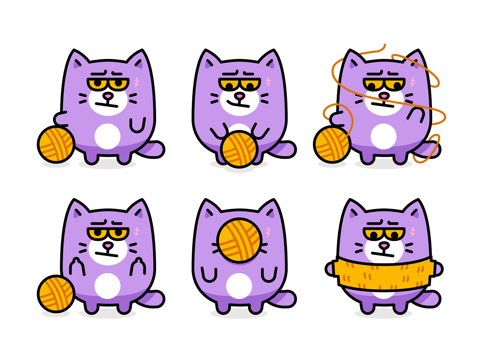 Aloof cat, only loves it's wool ball by Manu on Dribbble