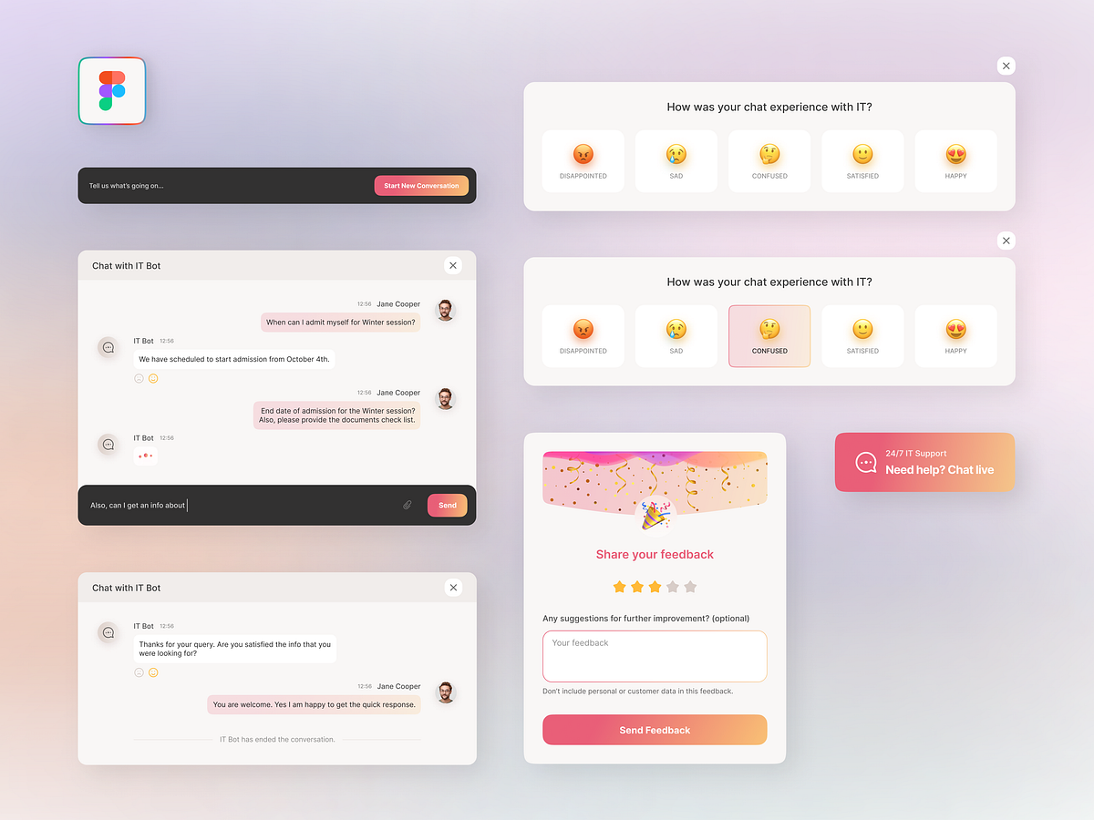 Chat UI components and feedback page design. by Mehedi Hasan for HD on ...