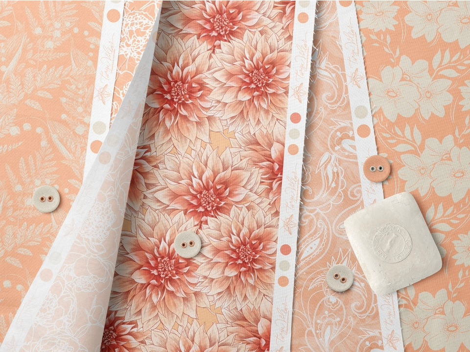 Pantone Color of the year 2024 Peach Fuzz Patterns set by Tanya Vollar ...
