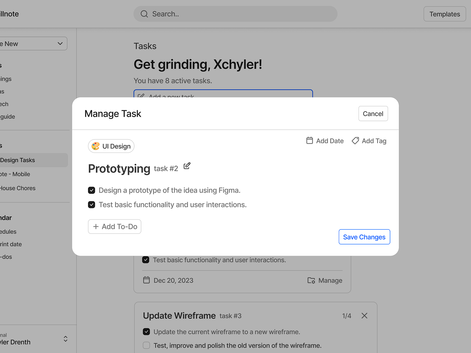 Manage Task Modal For Quillnote by Xchyler Drenth on Dribbble