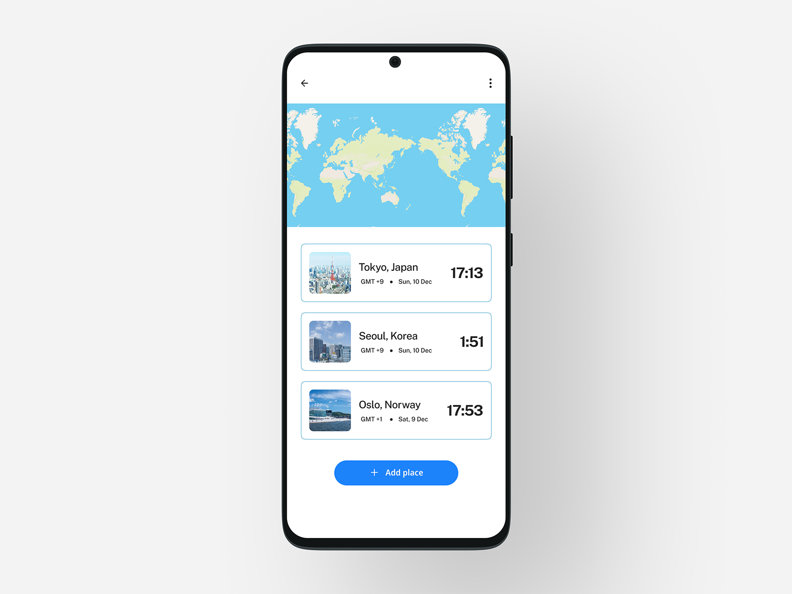 World clock app design by Ligaya L. on Dribbble