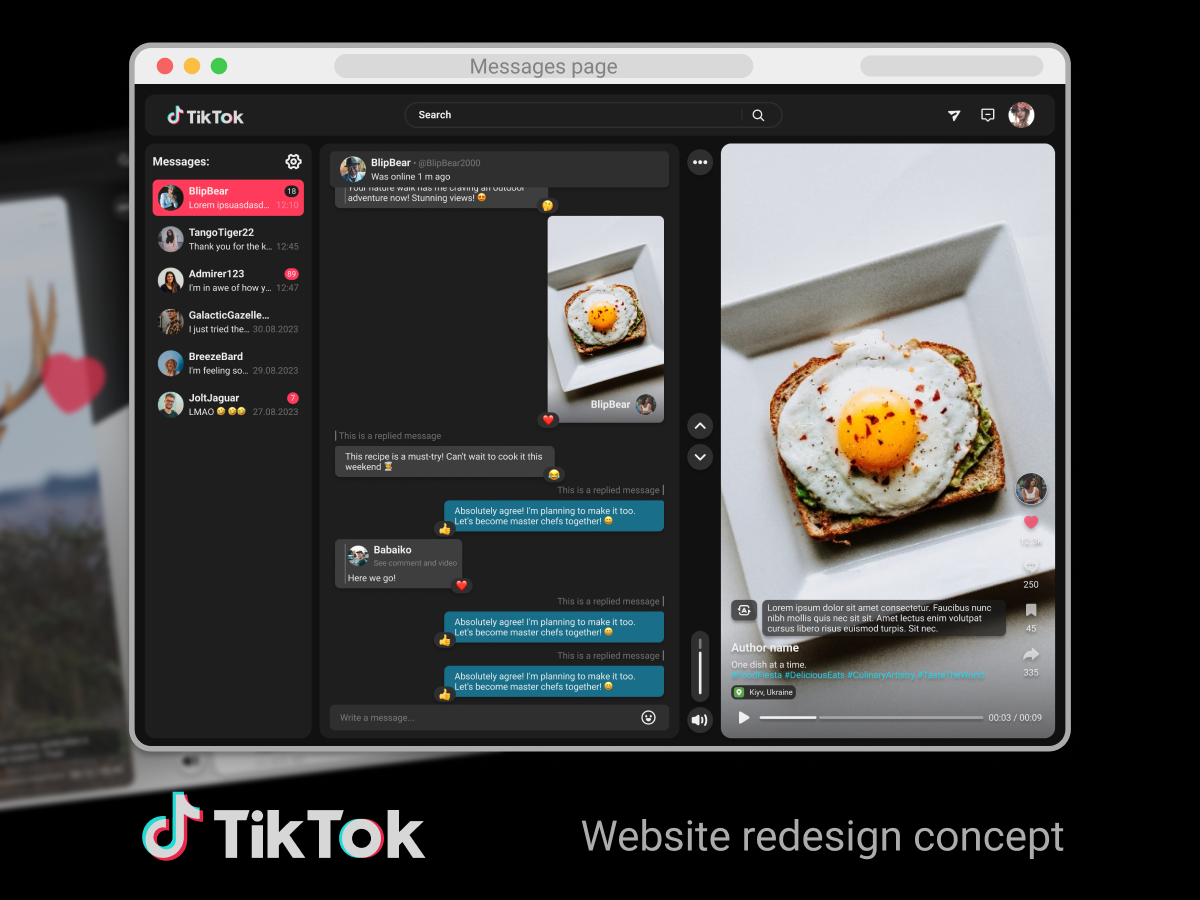 TikTok Desktop redesign concept by Vadym Bas on Dribbble