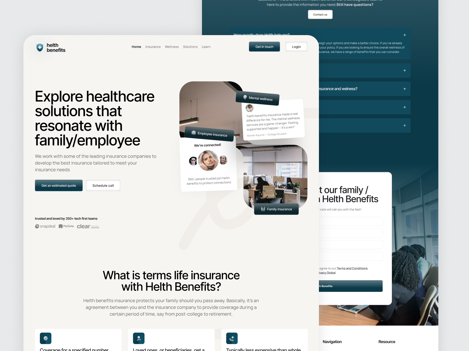 Helth Benefits - Insurance Landing page 💊 by Panda Design 🐼 on Dribbble