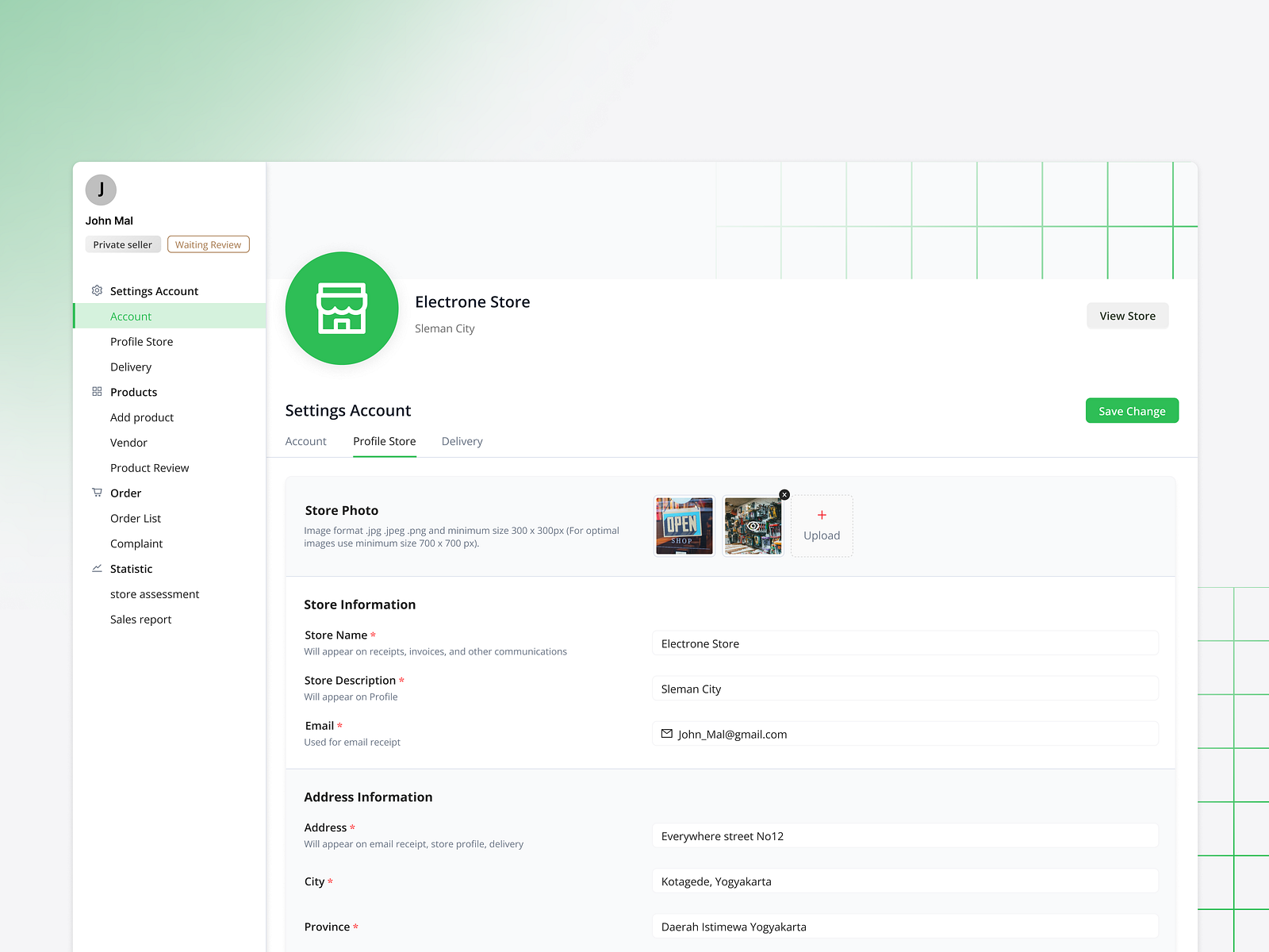 Profile Store Setting by Akmal Farhan on Dribbble