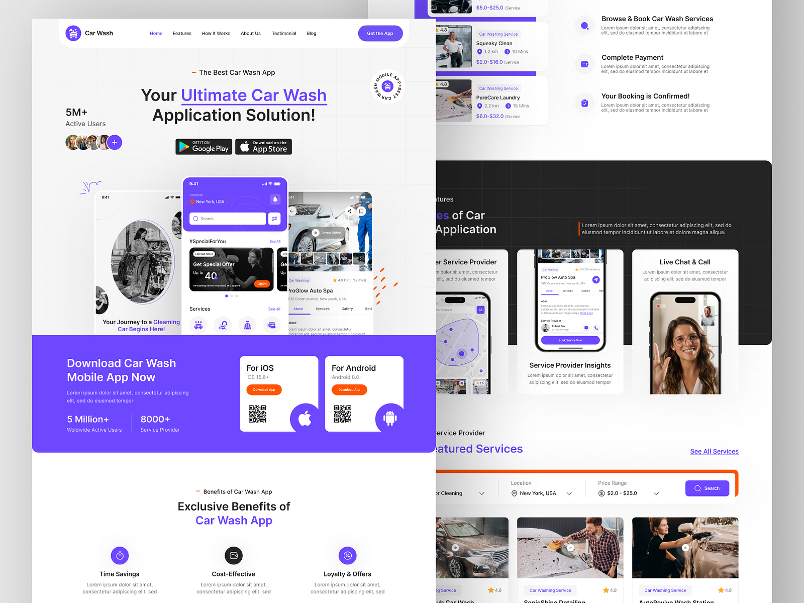 Car Wash App Landing Page | App Landing Page | Figma | Design by ...