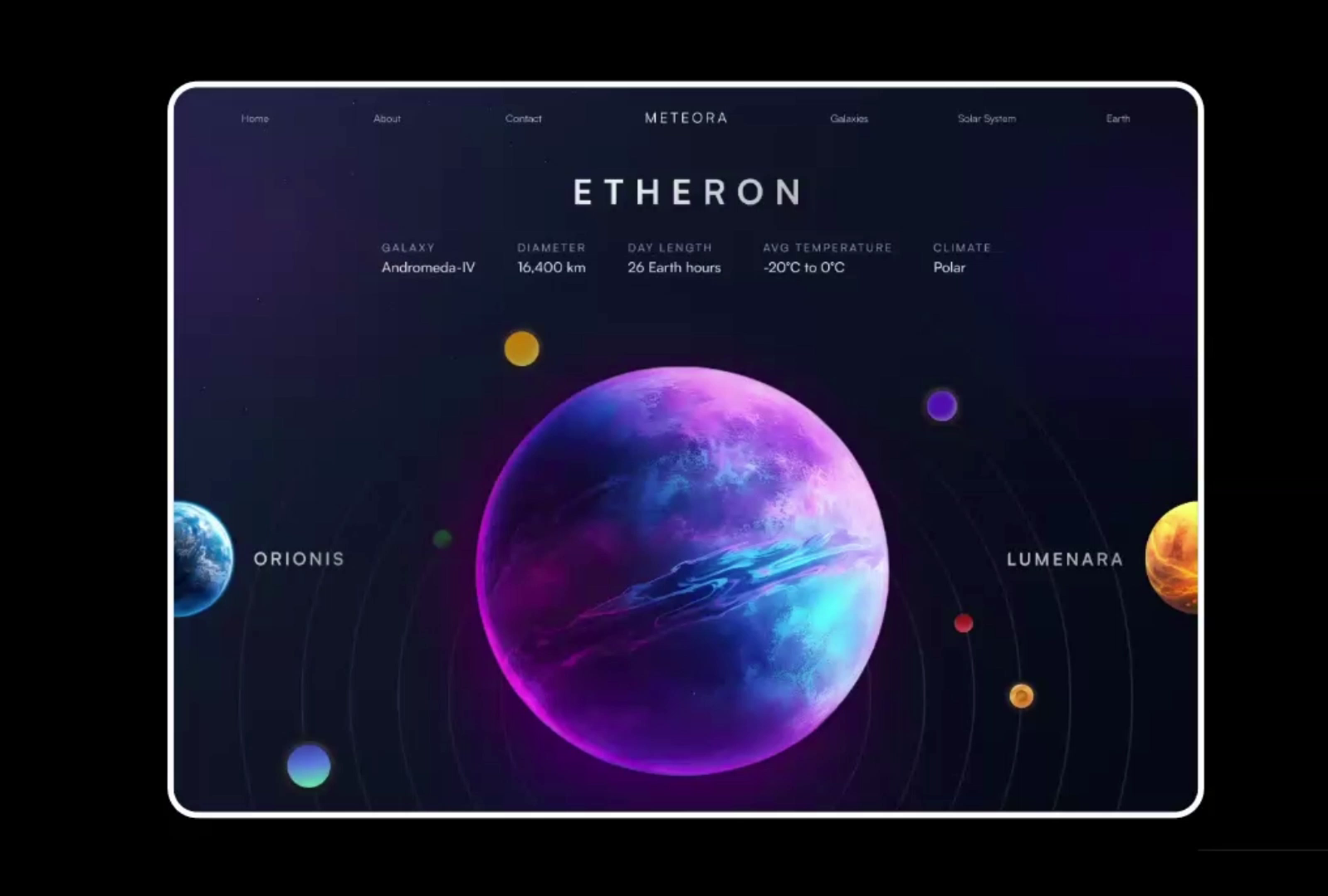 Meteora - Website about planets by Kashvi Kaushal on Dribbble