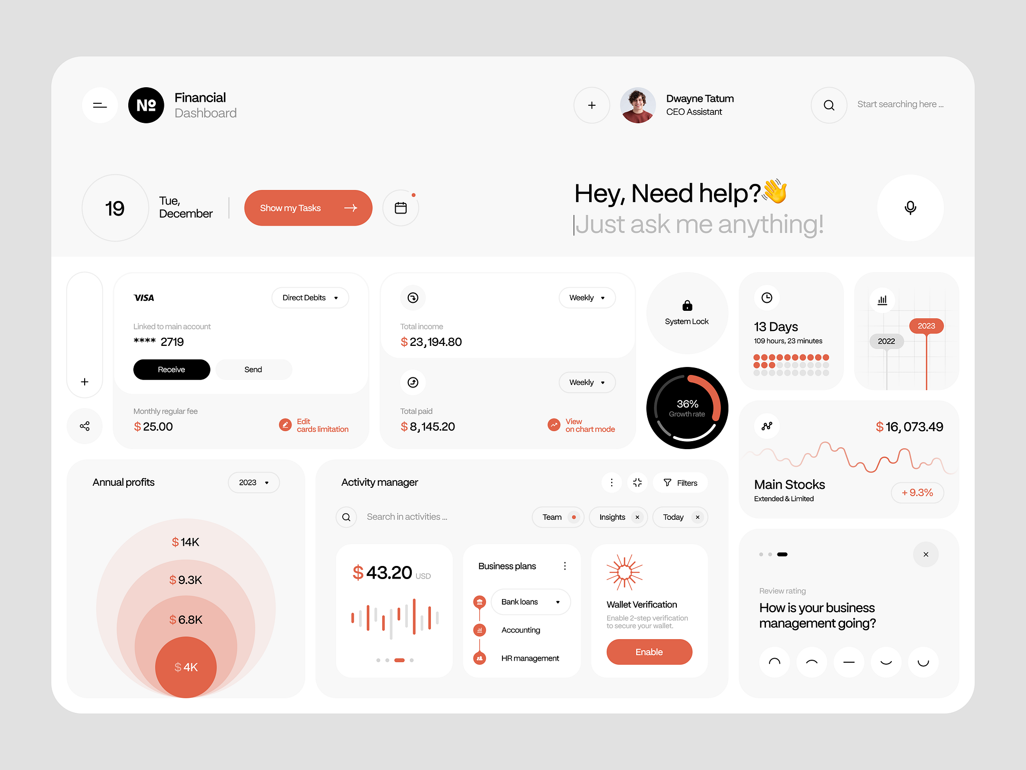 Finance Management Dashboard by Bogdan Falin for QClay on Dribbble